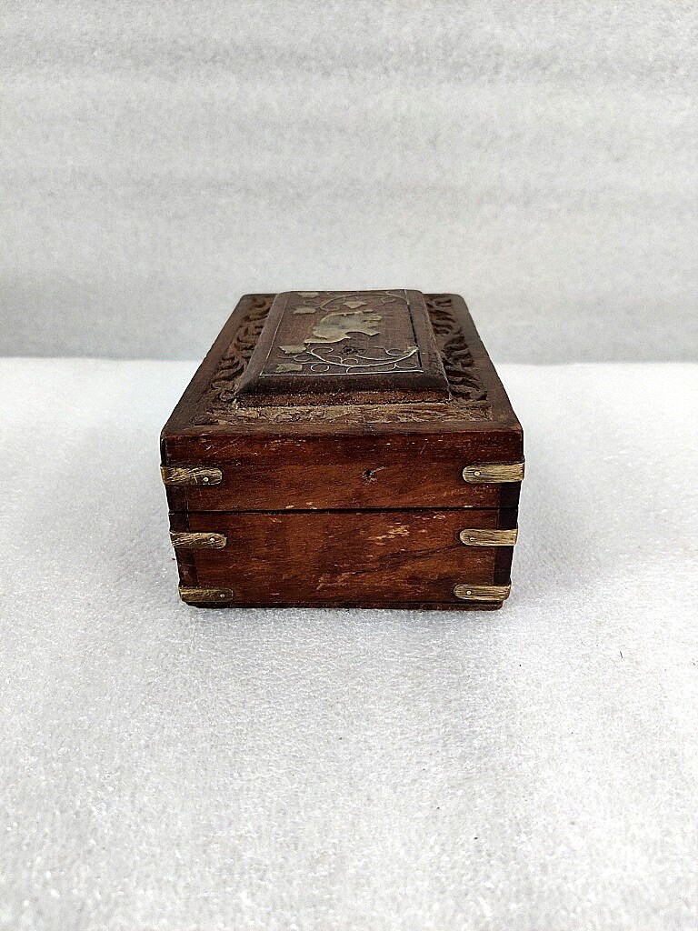 Antique Rare Wooden Islamic Mughal Jewelry Box Old Hand Carved Brass ...
