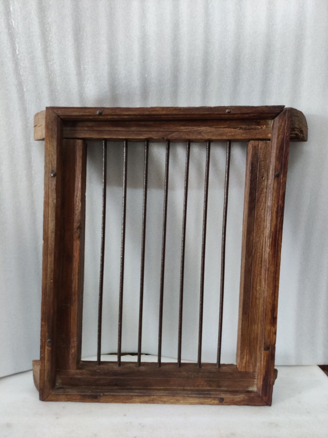 Antique Old Unique Indian Wooden Rustic Iron Hand Made Frame Window ...