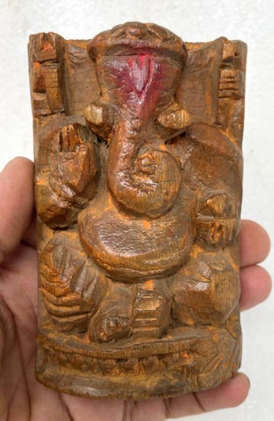 Rare Antique Wooden Lord Ganesha Statue Hand Carved Old Figure Unique ...