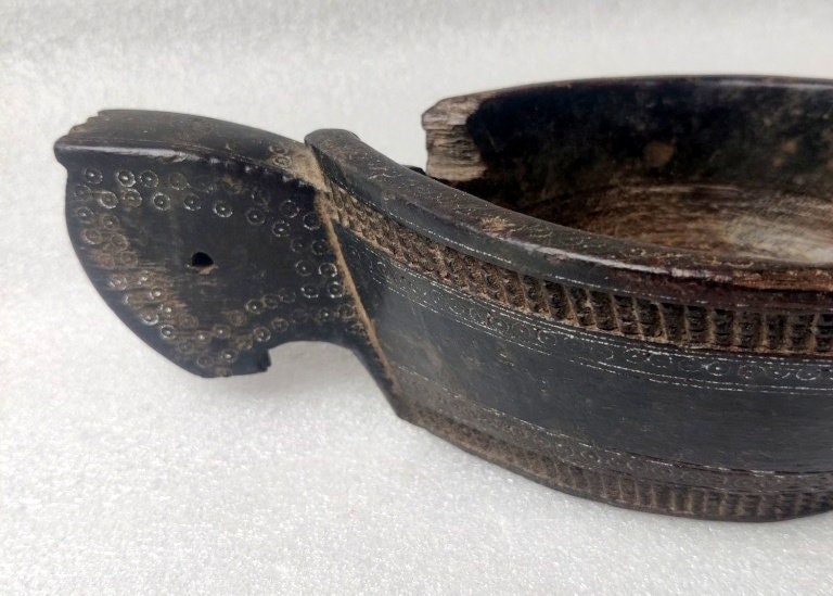 Antique Indian Wooden Designed Grinder Kharal Pot Mortar Old Fine Hand ...
