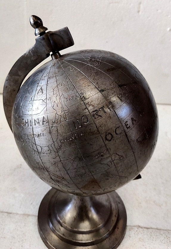 18th C Antique Brass World Map Carved Globe Fine Hand Crafted ...