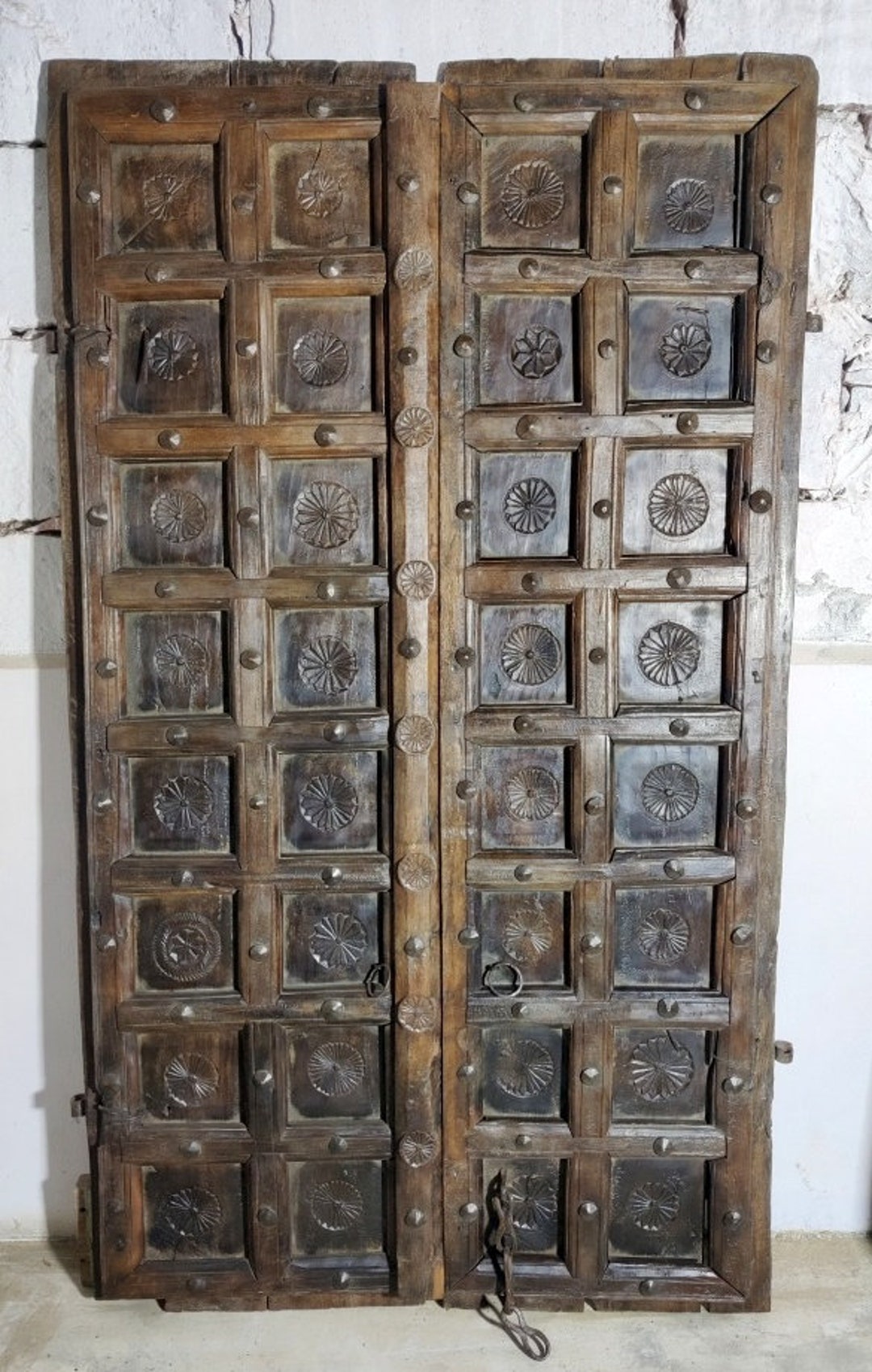 Vintage Old Shekhawat Antique Inspired Indian Doors, Carved Wooden ...