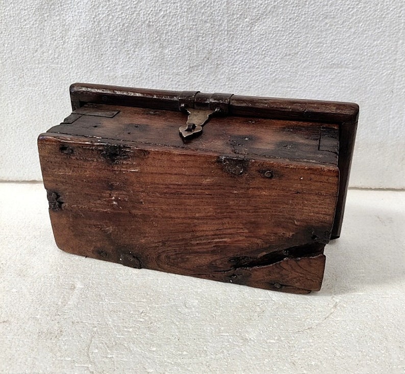 Antique Wooden Lock Box Vintage Wood Storage Box Wooden Safe Cash Box ...