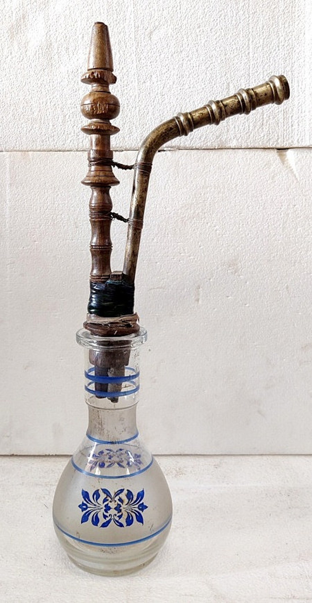 Rare Antique Islamic Mughal Hookah Brass/wooden/glass Hand Carved ...