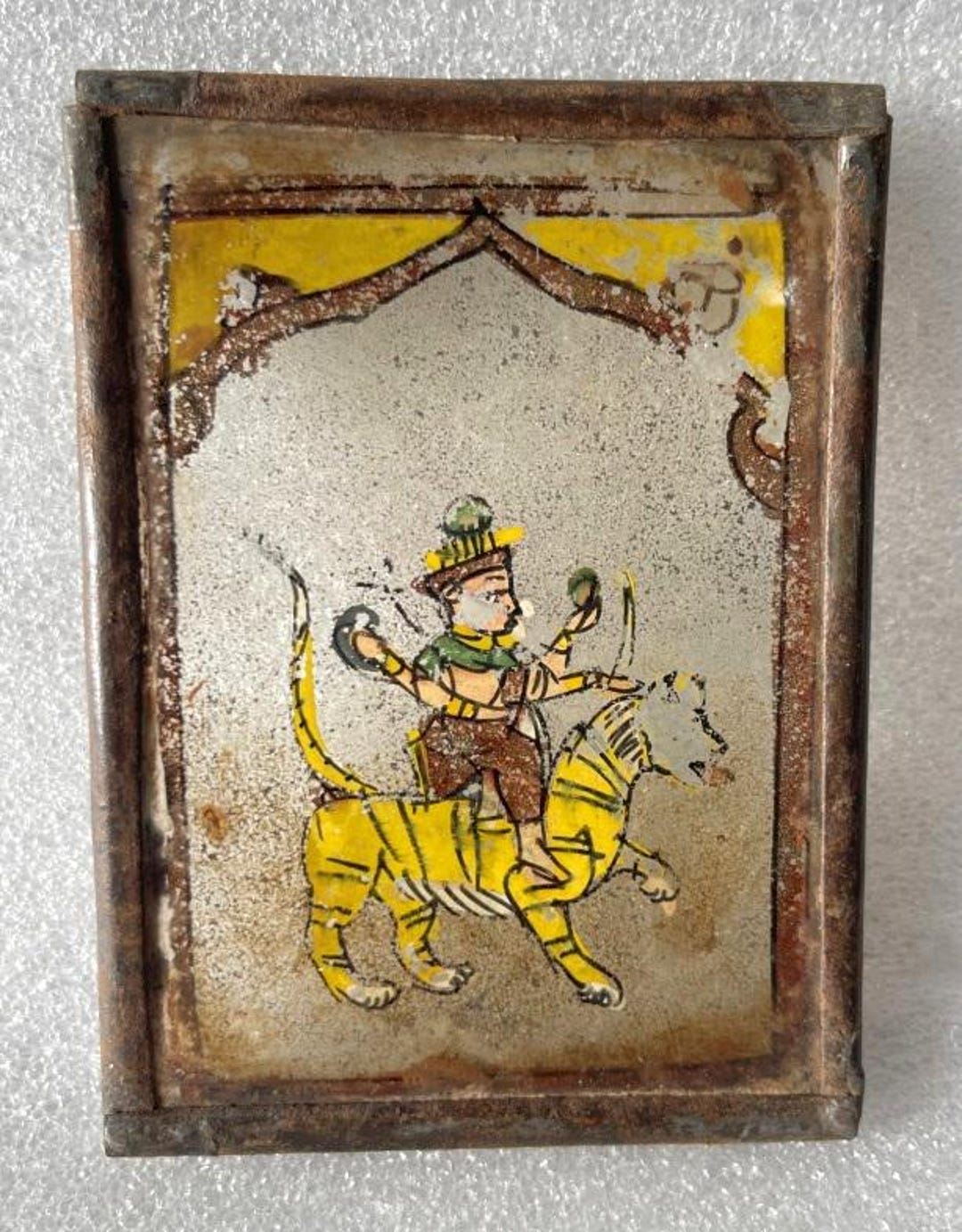 Rare Old Original Religious Hindu God Gujarat Reverse Glass Miniature ...