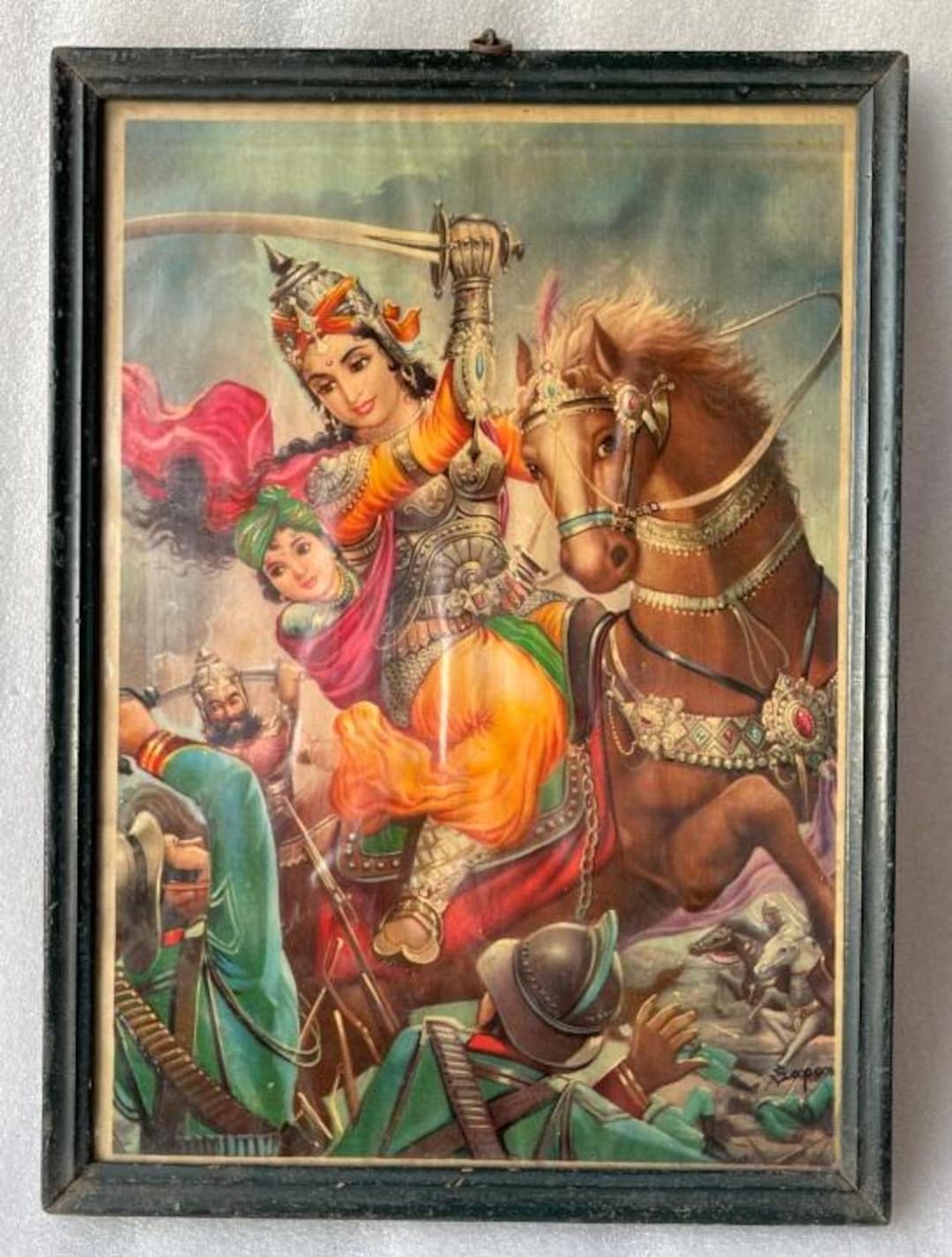 Vintage Old Indian Jhansi Ki Rani Laxmibai With Sword War Paper Print ...