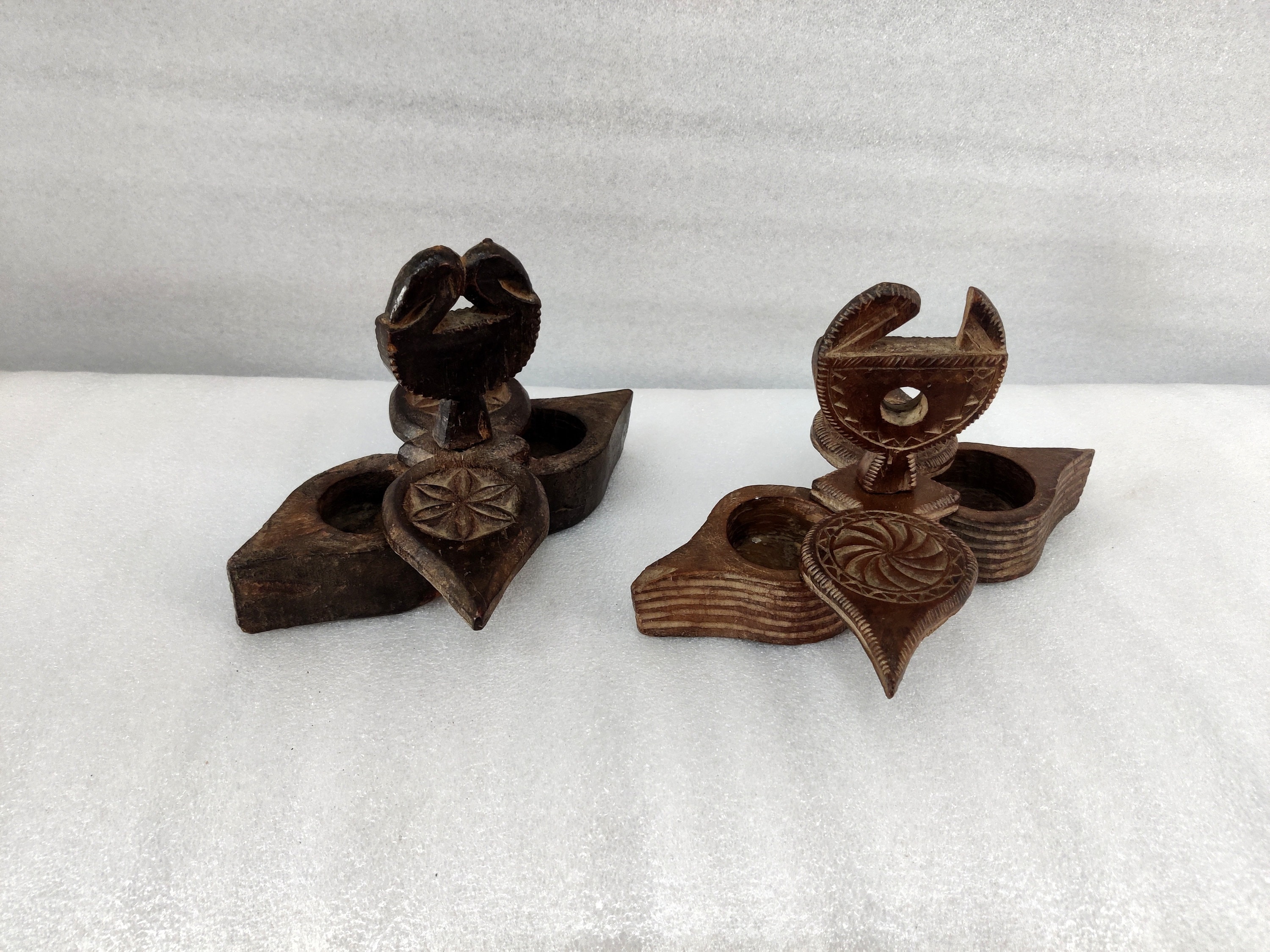 Antique Carved Wooden Spice Tikka Box Wooden Kumkum Box 2 Compartment ...