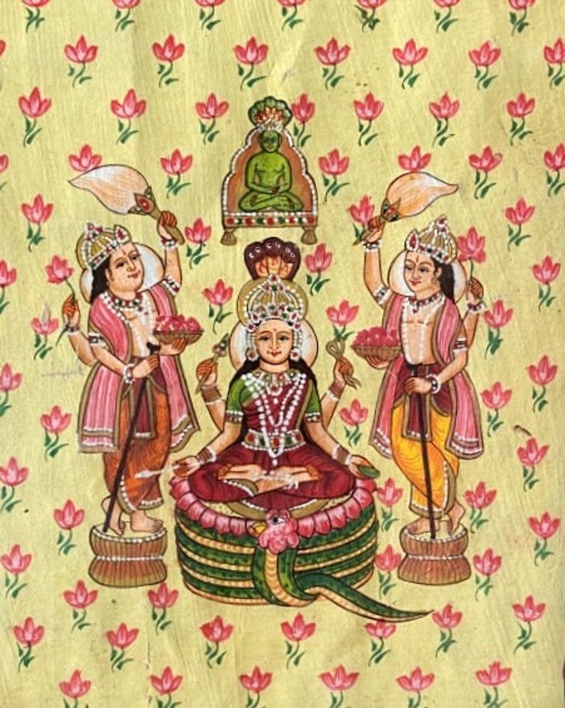 Vintage Old Artist Fine Art Work Hand Painting Jain Lord Paras Nath JI ...