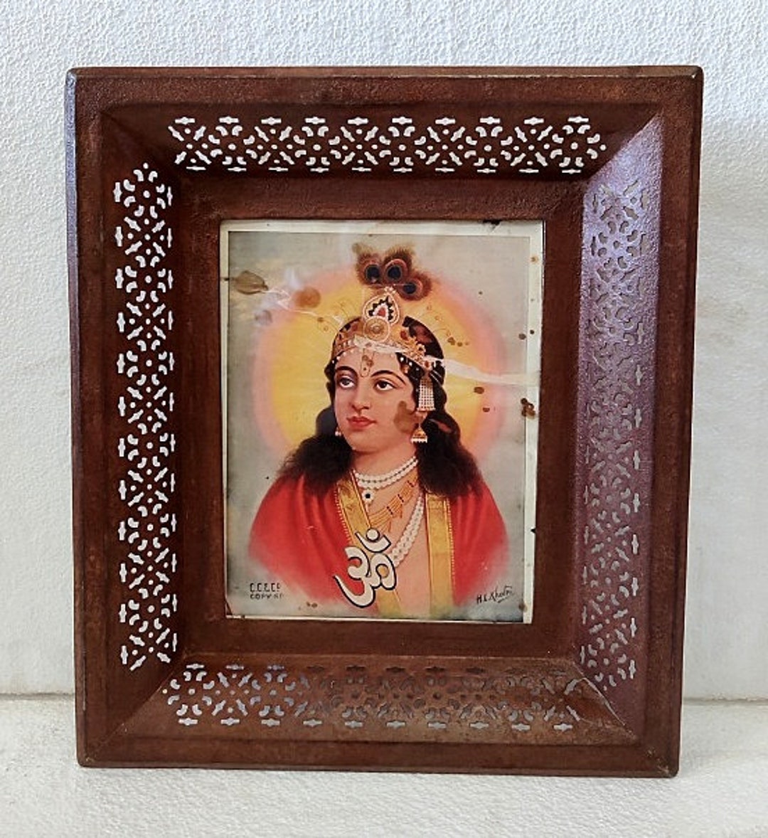 Old Original Hindu God Krishna Print Vintage Mughal Cut Design Iron ...