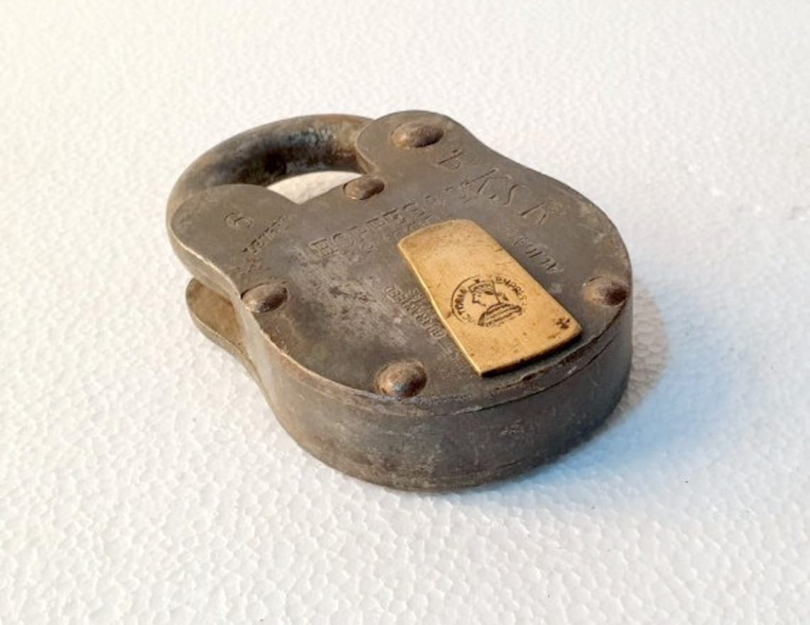 Antique Old Iron Brass Lock 6 Levers Padlock Unique Lock Big - Etsy