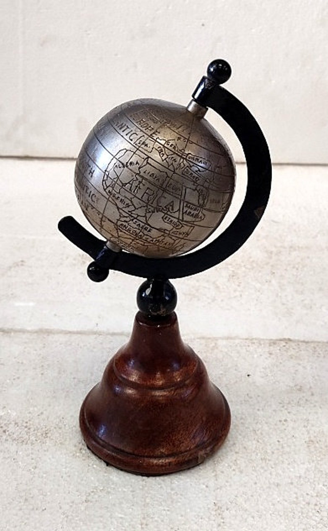 18th C Antique Brass World Map Carved Globe Fine Hand Crafted ...