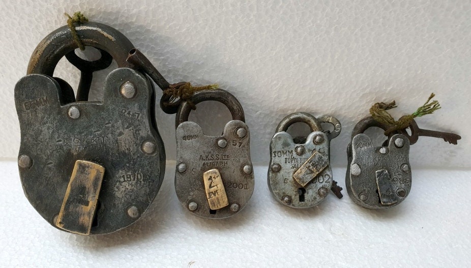 Antique Old Iron Lot of 4 Lock With Key Good Working Condition Lock - Etsy