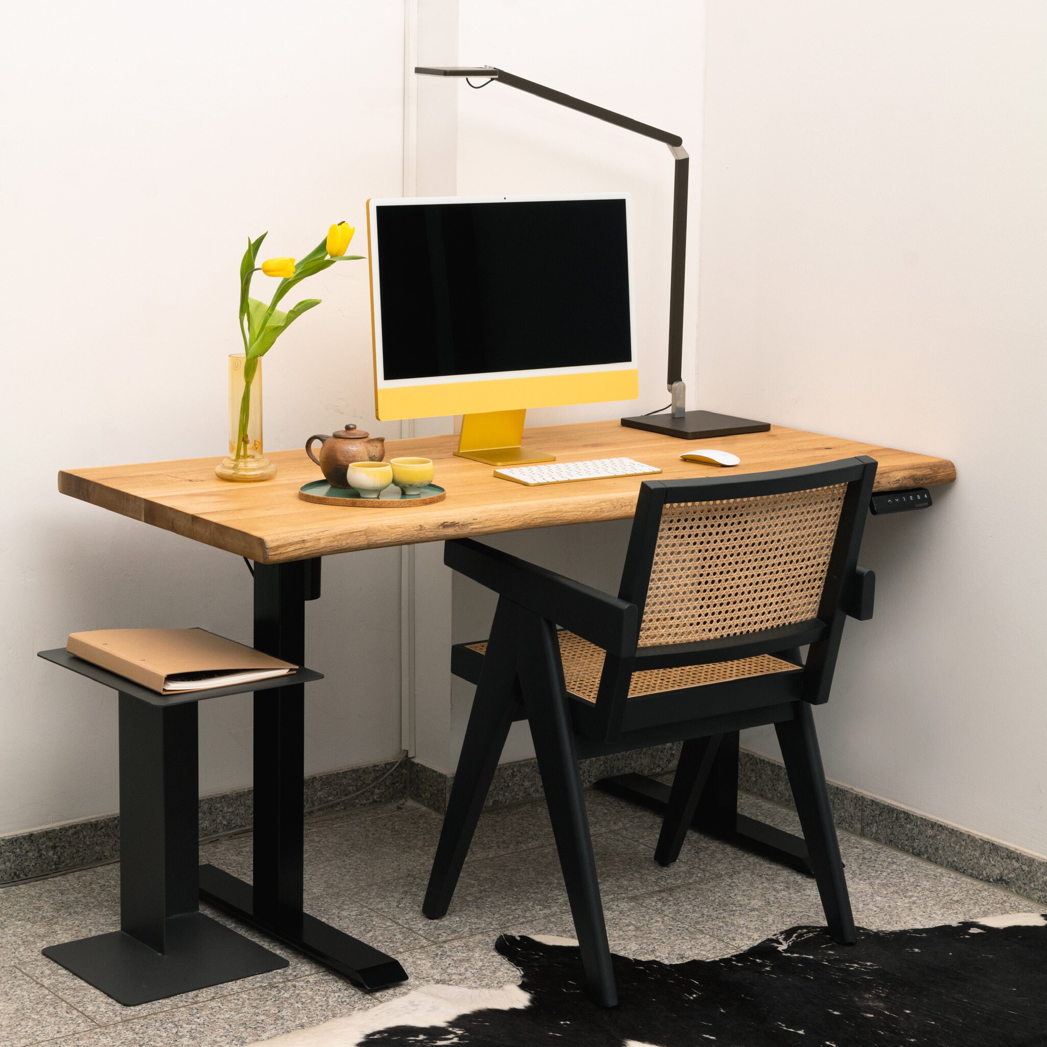 Arbor Furniture Height Adjustable Desk Solid Wood Standing Desk Electric Desk Wank Edge Home Office Oak Etsy