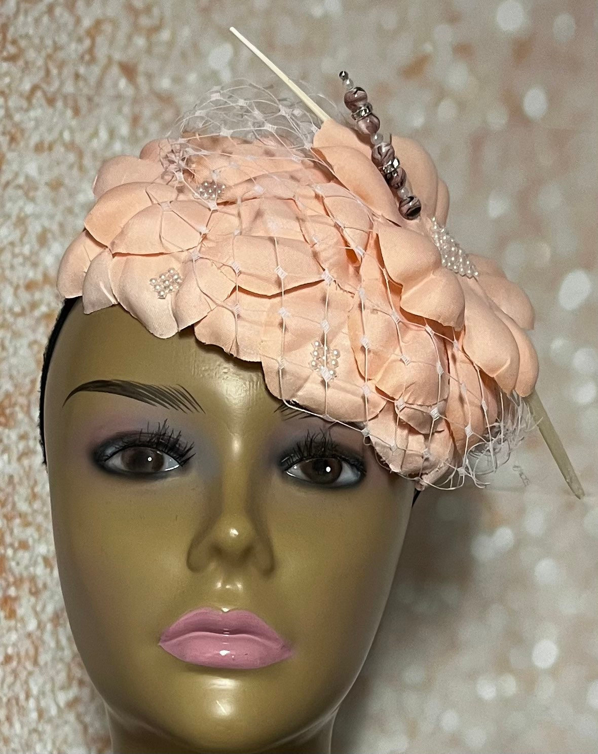 Peach Flower Fascinator Half Hat Weddings Church Tea - Etsy