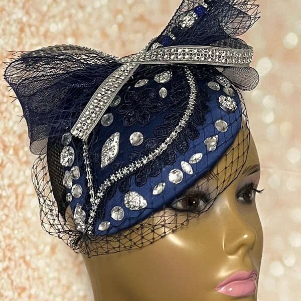 Navy Blue Fascinator - Etsy