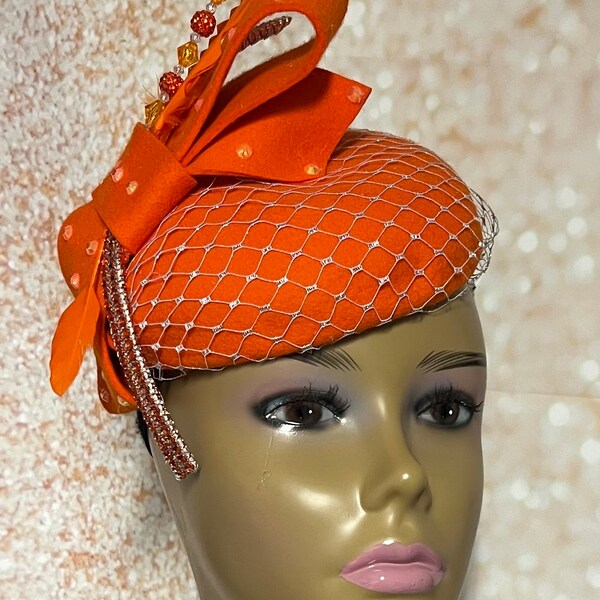 Orange Fascinator - Etsy