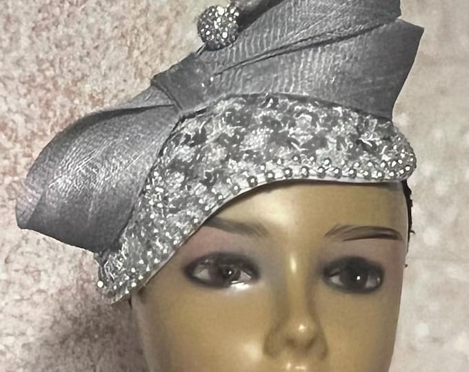 Silver Sequin Teardrop Shiny Bling Fascinator Half Hat for Church, Tea ...