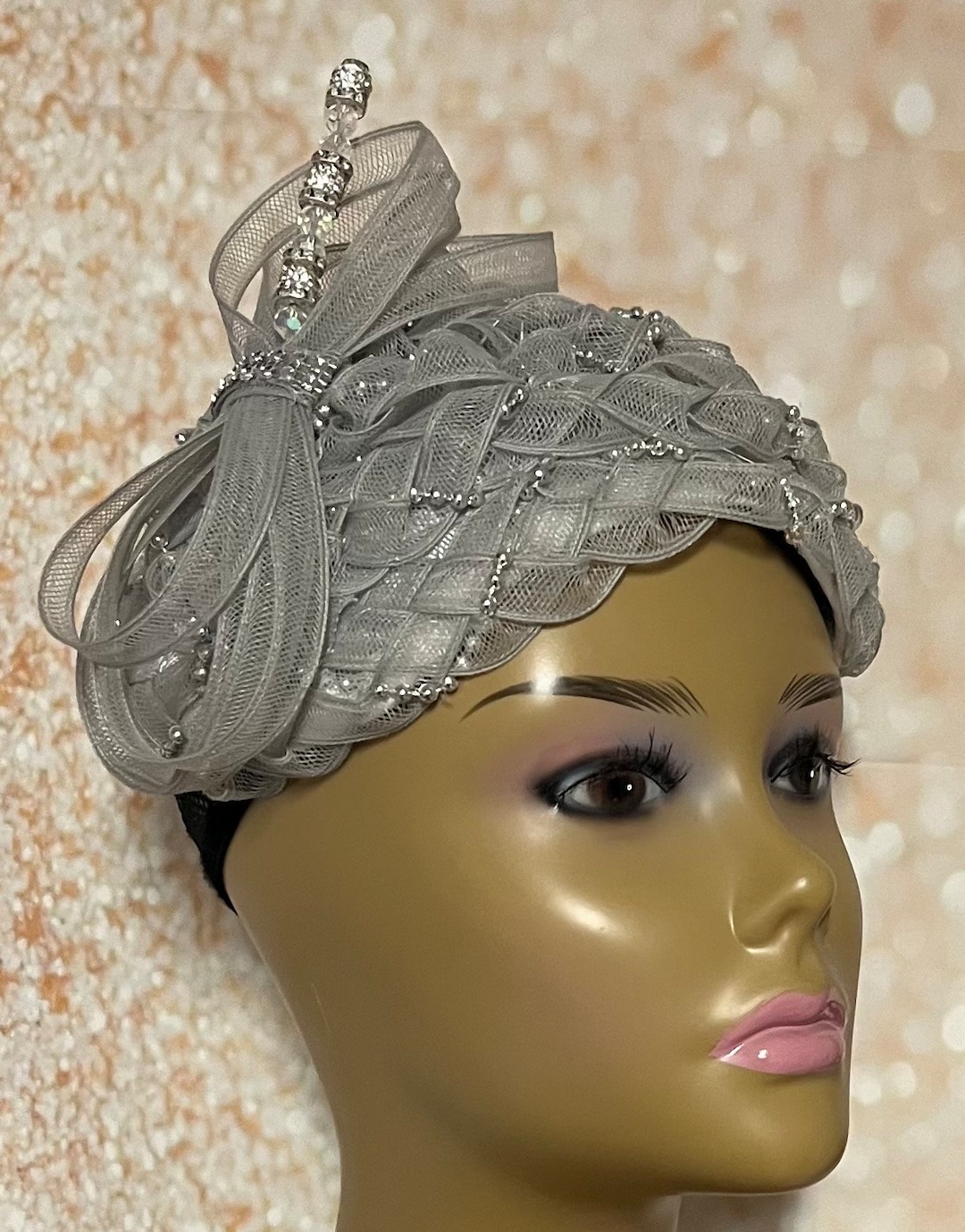 Gray and Silver Fascinator Half Hat for Church, Tea Party, Weddings and ...