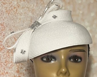 White Full Hat for Women, White Hat for Church, Wedding, Derby Hat, Tea ...
