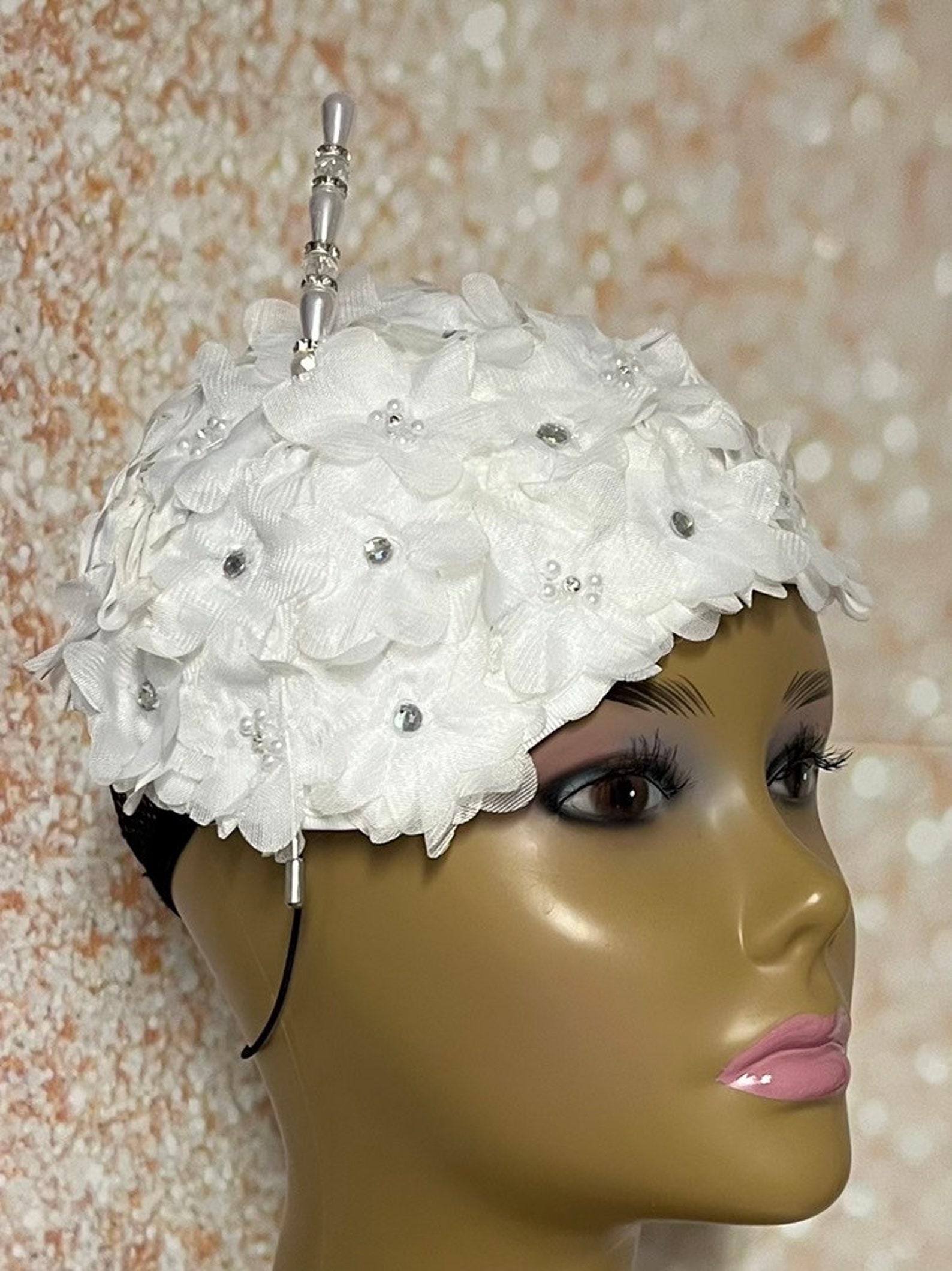 White Flower Half Hat Fascinator for Weddings Church and - Etsy