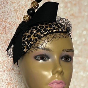 Leopard Teardrop Fascinator Half Hat for Tea Party, Church Head ...