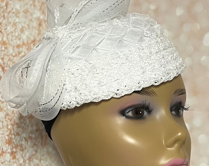 White Hat for Church, Wedding, Mother of the Bride, Head Covering, Tea ...