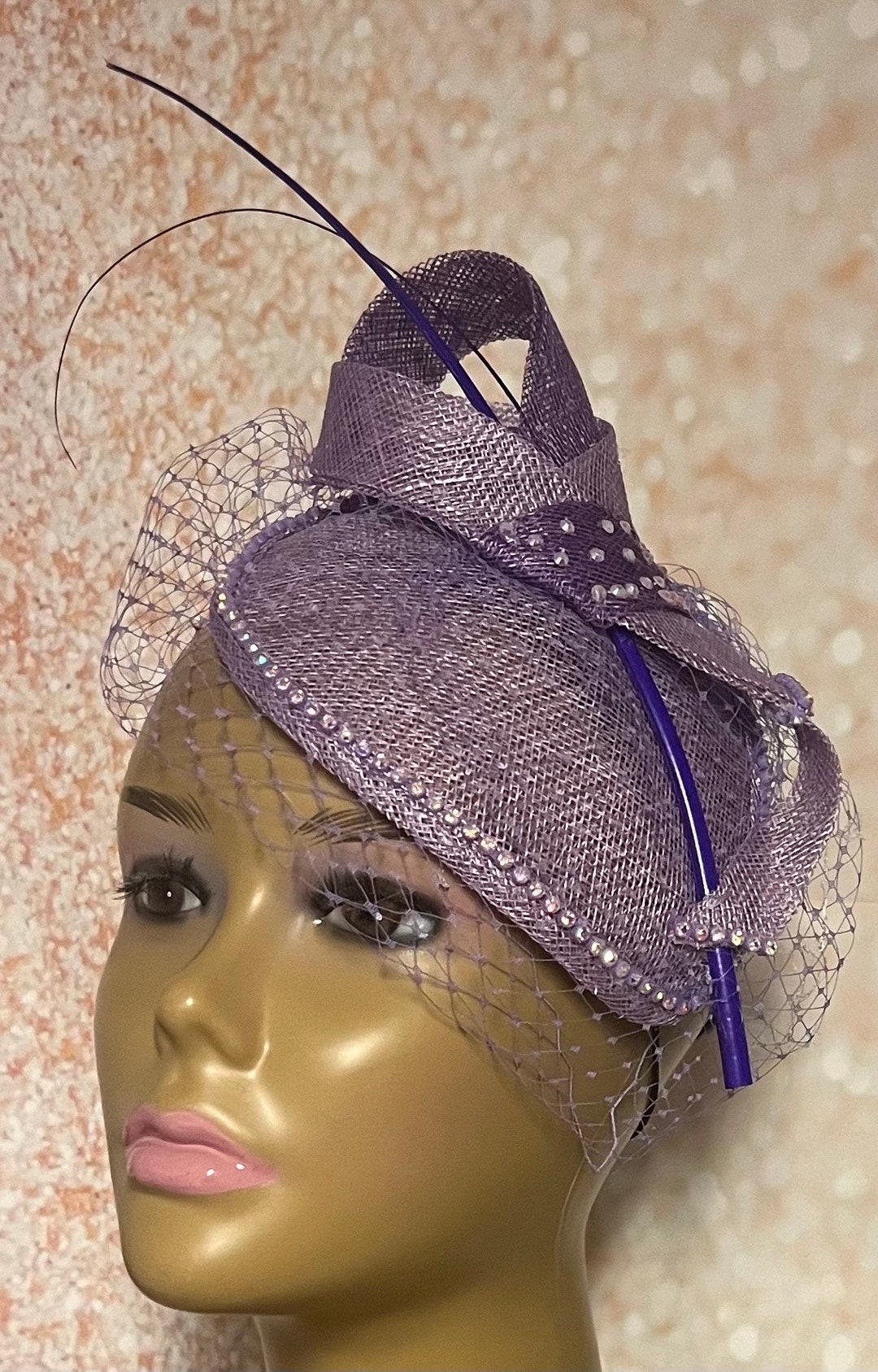 Lavender Fascinator Half Hat for Church, Wedding, Mother of the Bride, Head Covering, Tea ...
