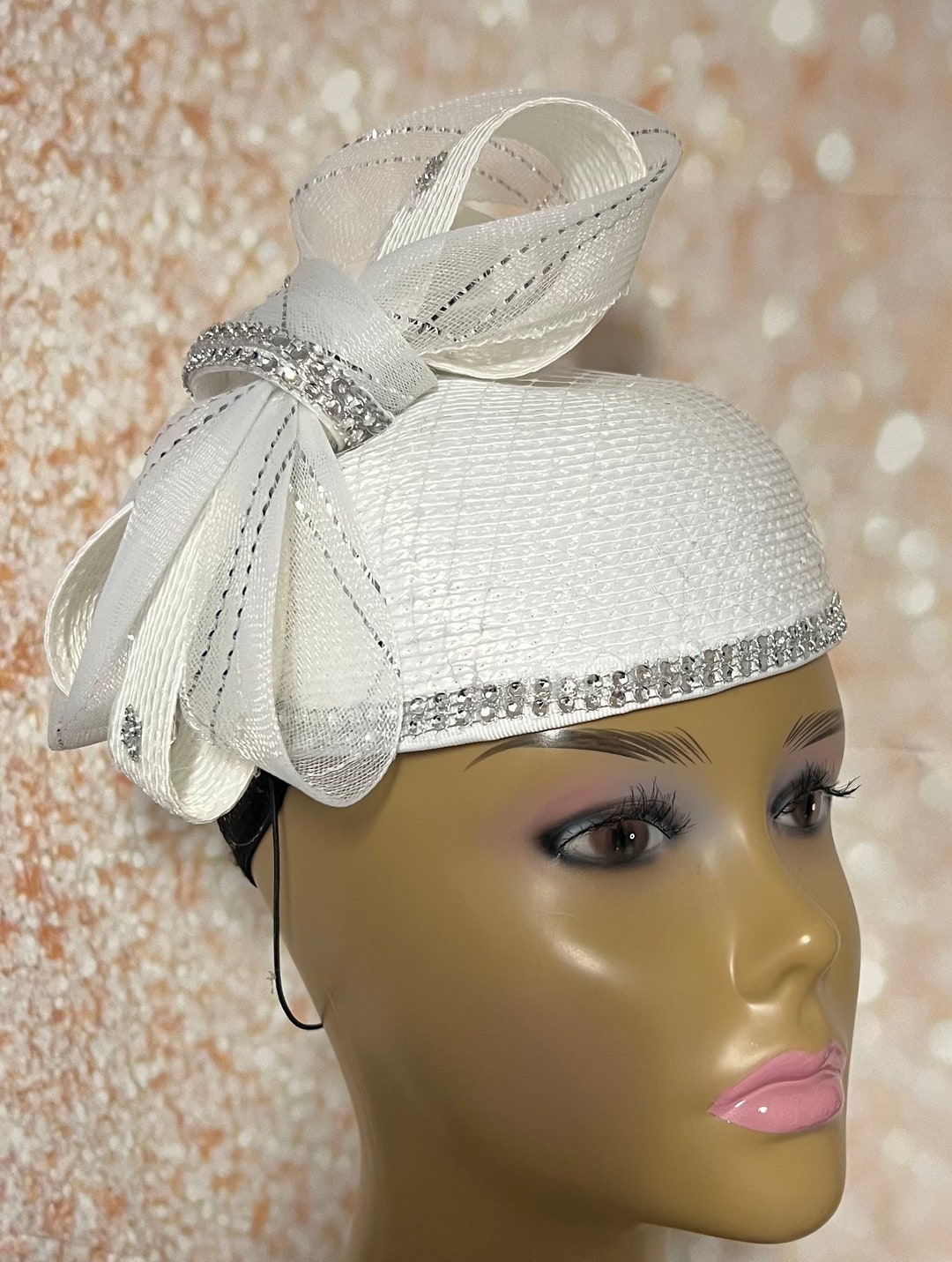 White Hat for Church, Wedding, Mother of the Bride, Head Covering, Tea ...