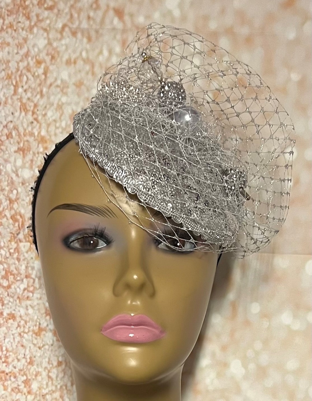 Silver Sequin Disc Shiny Bling Fascinator Half Hat for Church, Tea ...