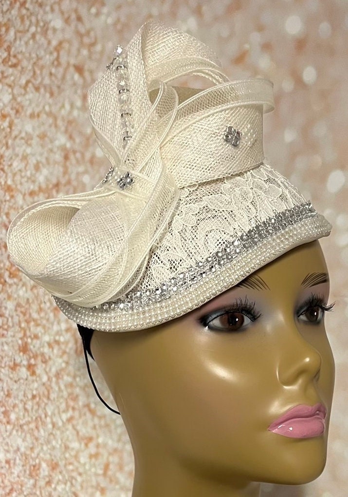 Cream/off White Lace Fascinator Half Hat Church Head - Etsy