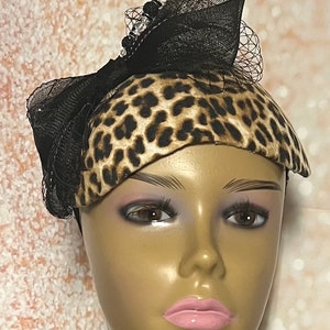 Leopard Print Fascinator Half Hat for Church Head Covering, Tea Party ...