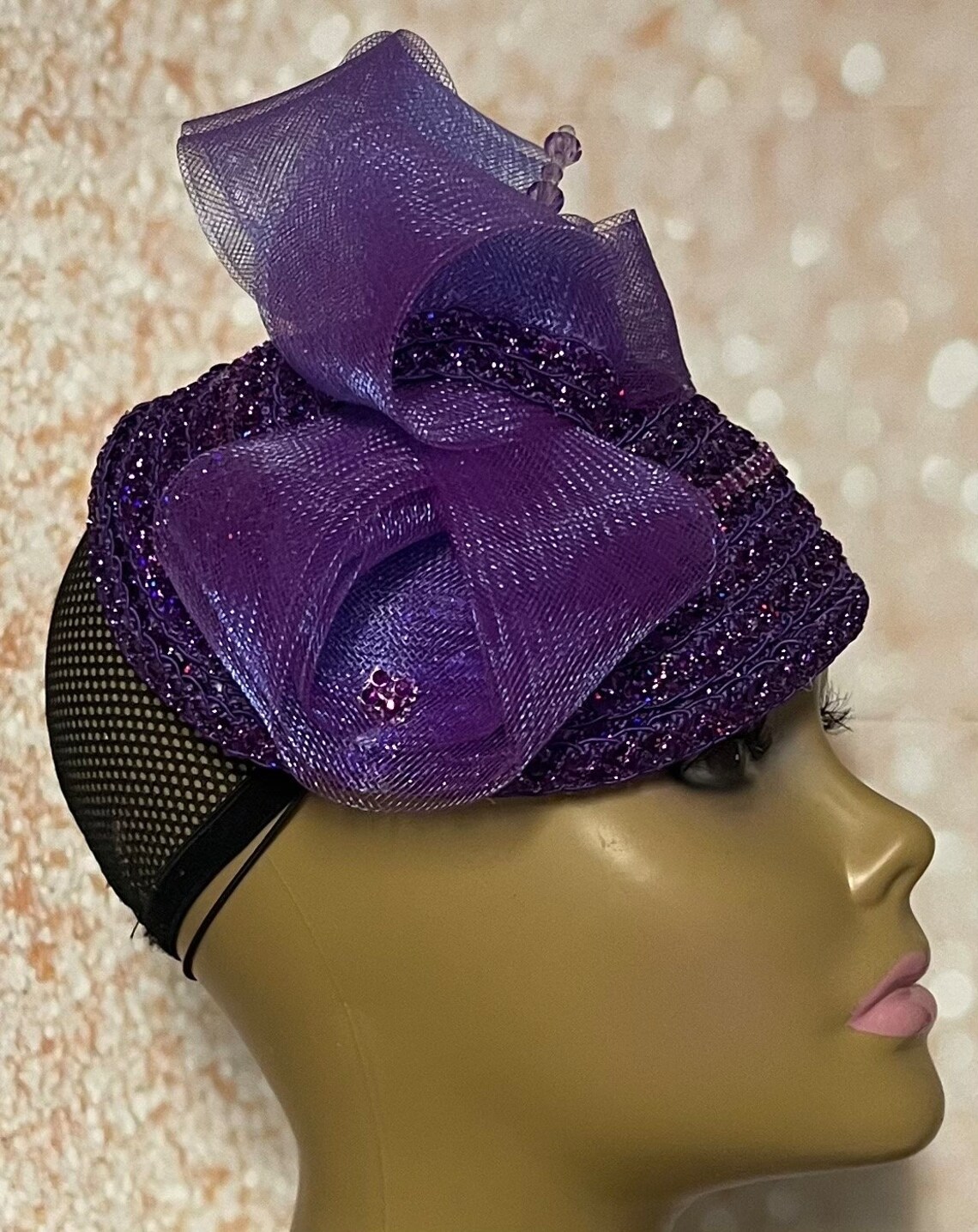 Purple Sequins and Rhinestones Hat for Church Wedding Mother - Etsy
