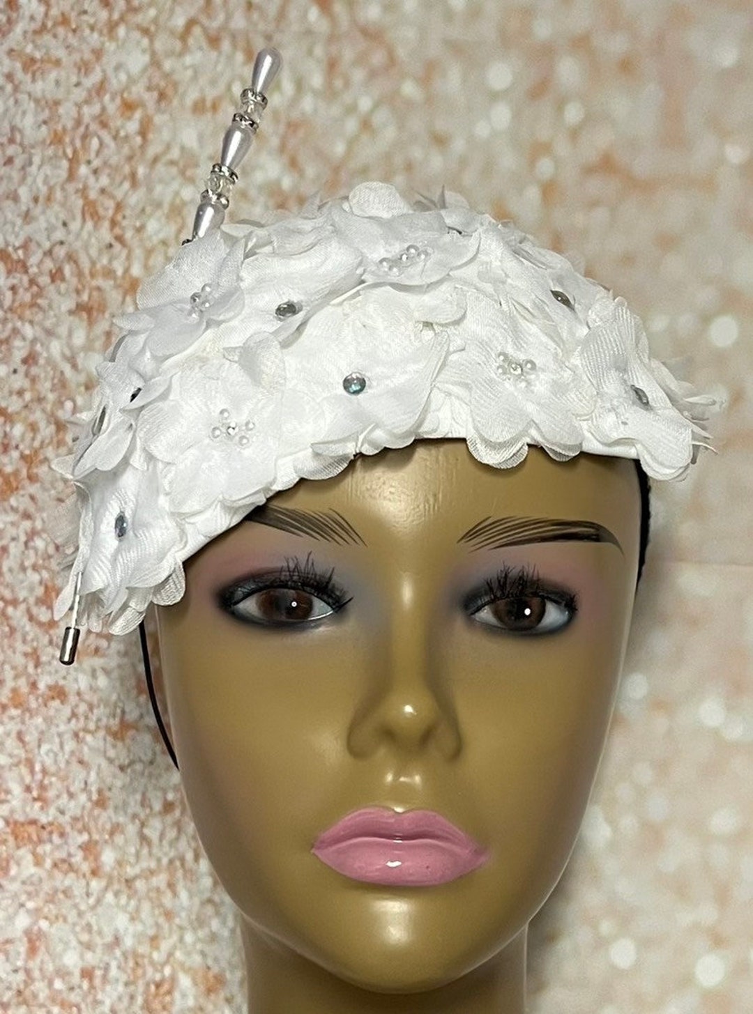 White Flower Half Hat Fascinator for Weddings, Church and Special ...