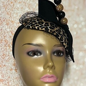 Leopard Teardrop Fascinator Half Hat for Tea Party, Church Head ...