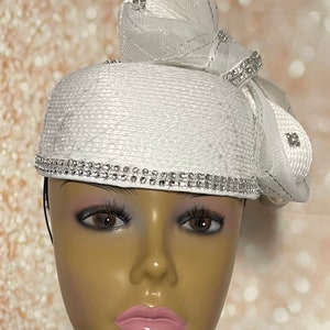 White Hat for Church, Wedding, Mother of the Bride, Head Covering, Tea ...