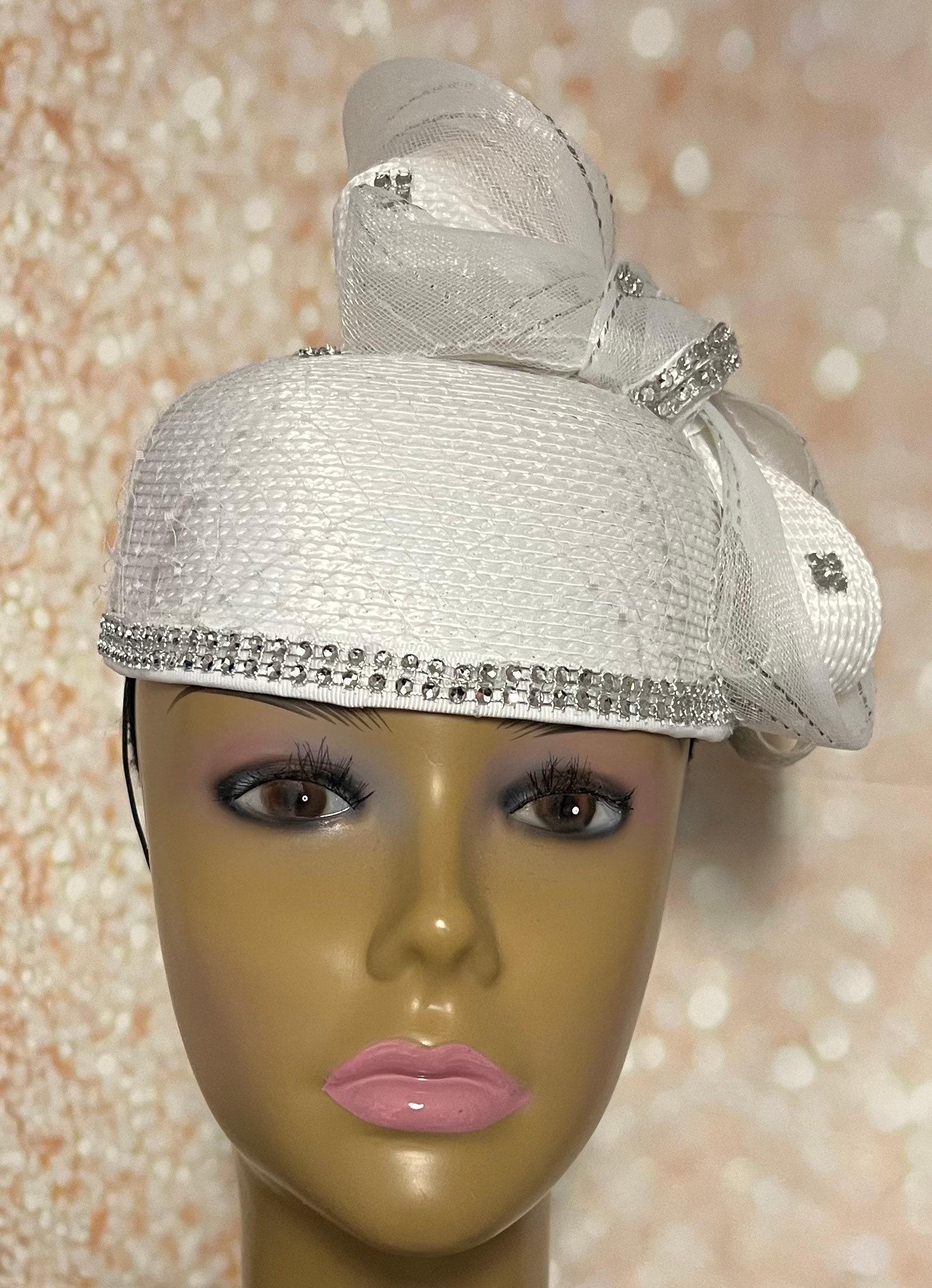 White Hat for Church, Wedding, Mother of the Bride, Head Covering, Tea ...