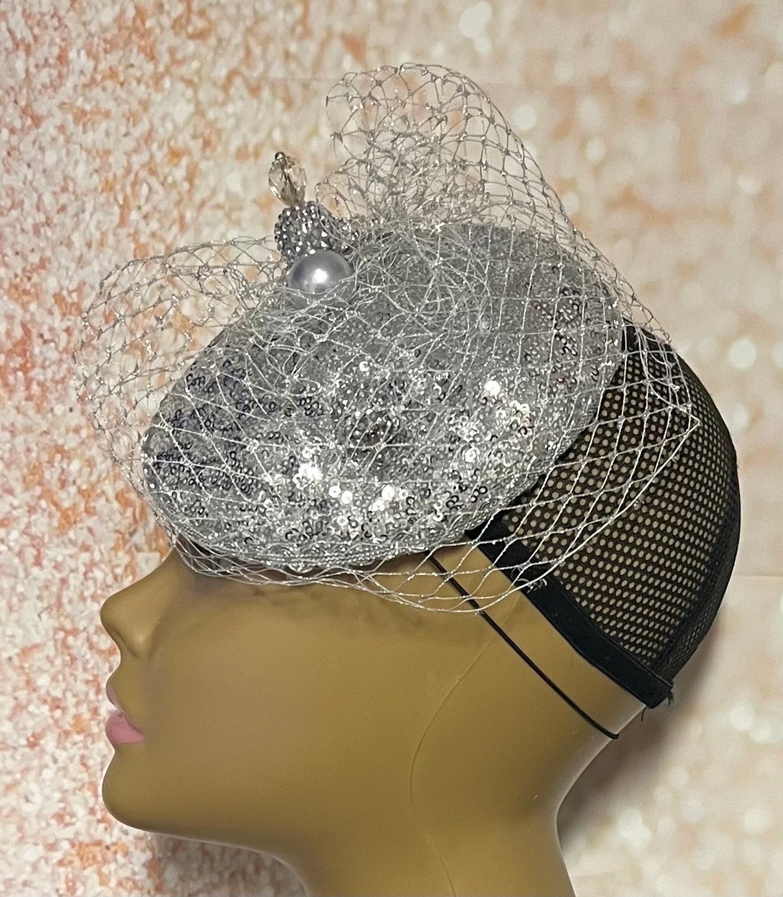 Silver Sequin Disc Shiny Bling Fascinator Half Hat for Church, Tea ...