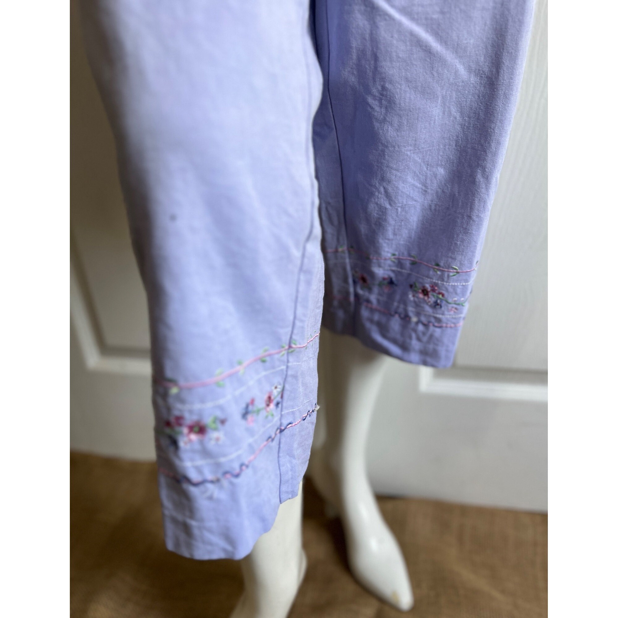 Vintage Koret Linen Blend Floral Pant Suit Sz Large Womens Purple ...