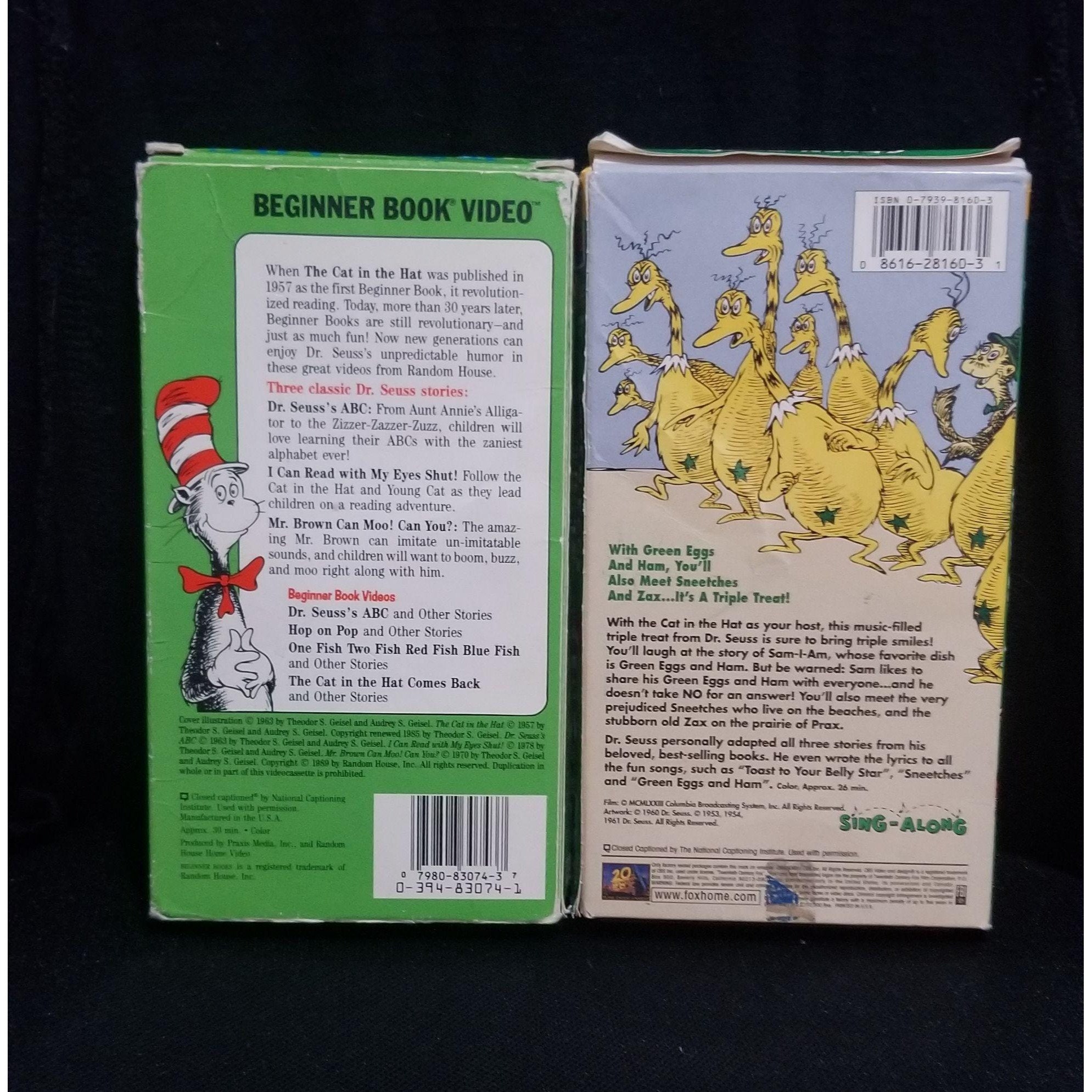 Lot of Dr. Seuss VHS Green Eggs and Ham Sing Along / Abc's & More - Etsy
