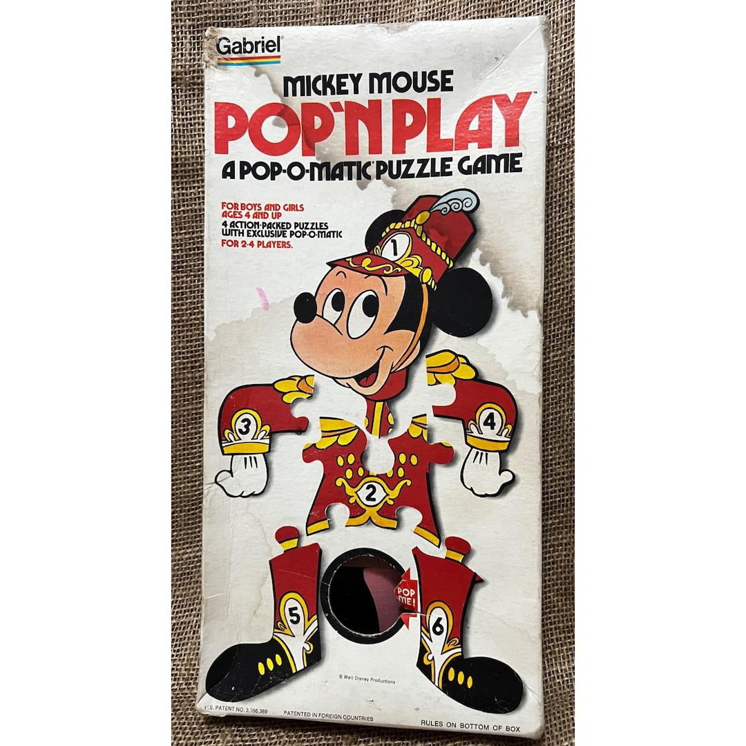 Vintage Disney Gabriel 1970's Mickey Mouse Pop 'N Play Puzzle Game ...