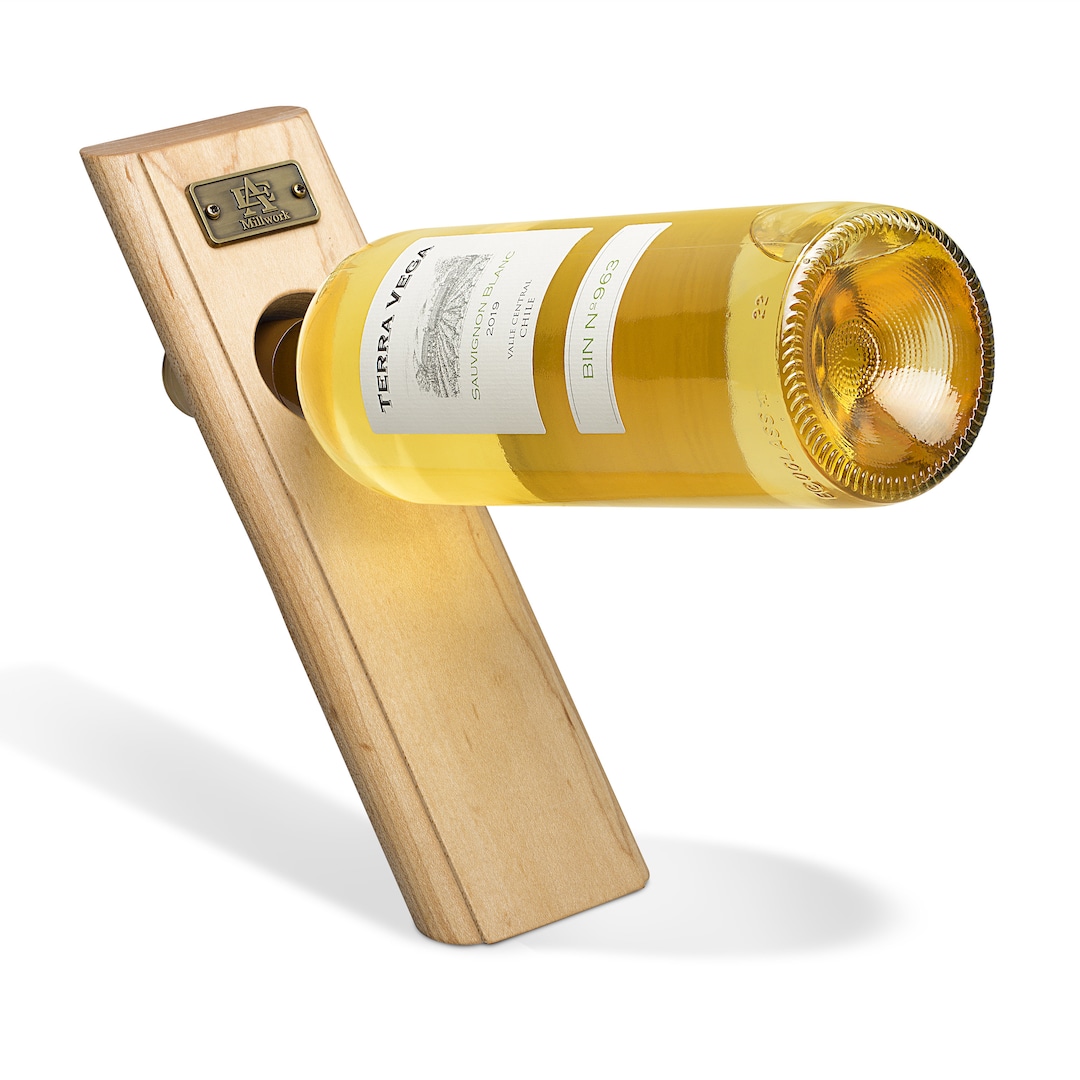 Luxury Self-balancing Wine Bottle Holder Maple Edge Grain Wood Made in ...
