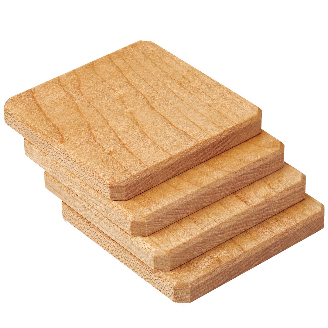 Maple Wood Coasters Set of 4, Edge Grain, With Gift Box - Etsy