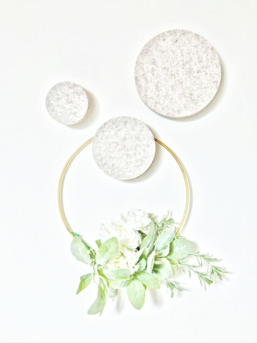 Solid Colored Wool Hooks, Set of 3, Modern Round Wool and Wood Wall ...