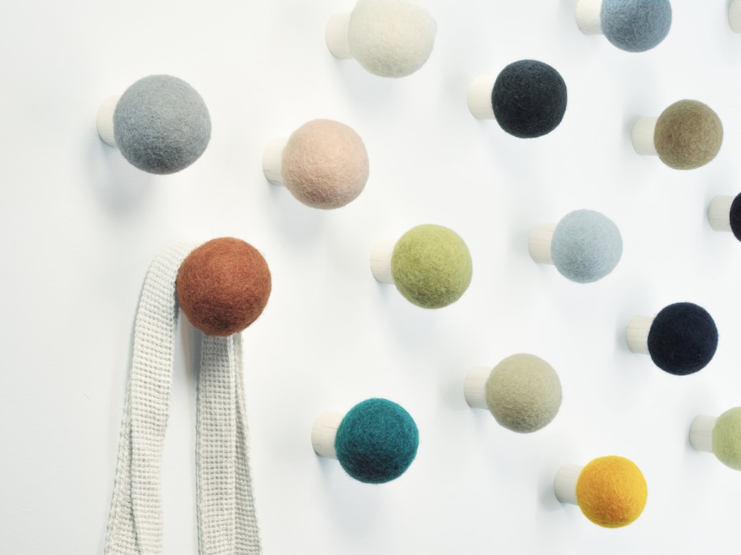 Wool Round Wall Hook in 42 Colors, Wood Hook, Modern Coat Rack, Hat ...