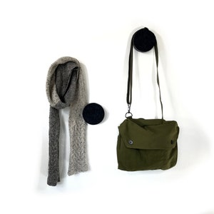 Solid Colored Wool Hooks, Set of 3, Modern Round Wool and Wood Wall ...