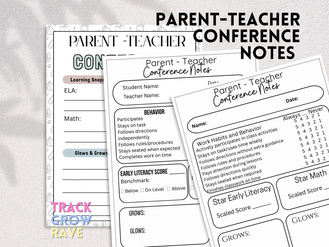 Parent Teacher Conference Notes Printable PDF | Classroom Organization ...