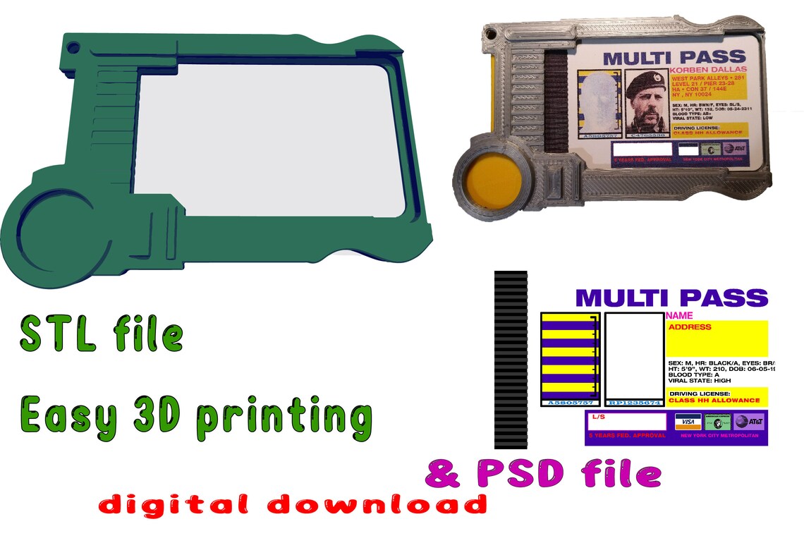 Multipass for Cosplay Card Holder . STL File for Printed on a - Etsy