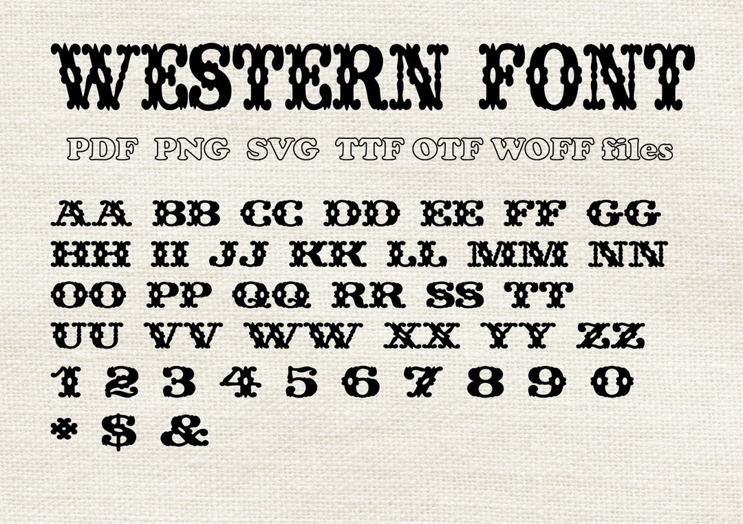 Western Font TTF, SVG Files Cowboy Style Font for Design and Crafts Otf ...