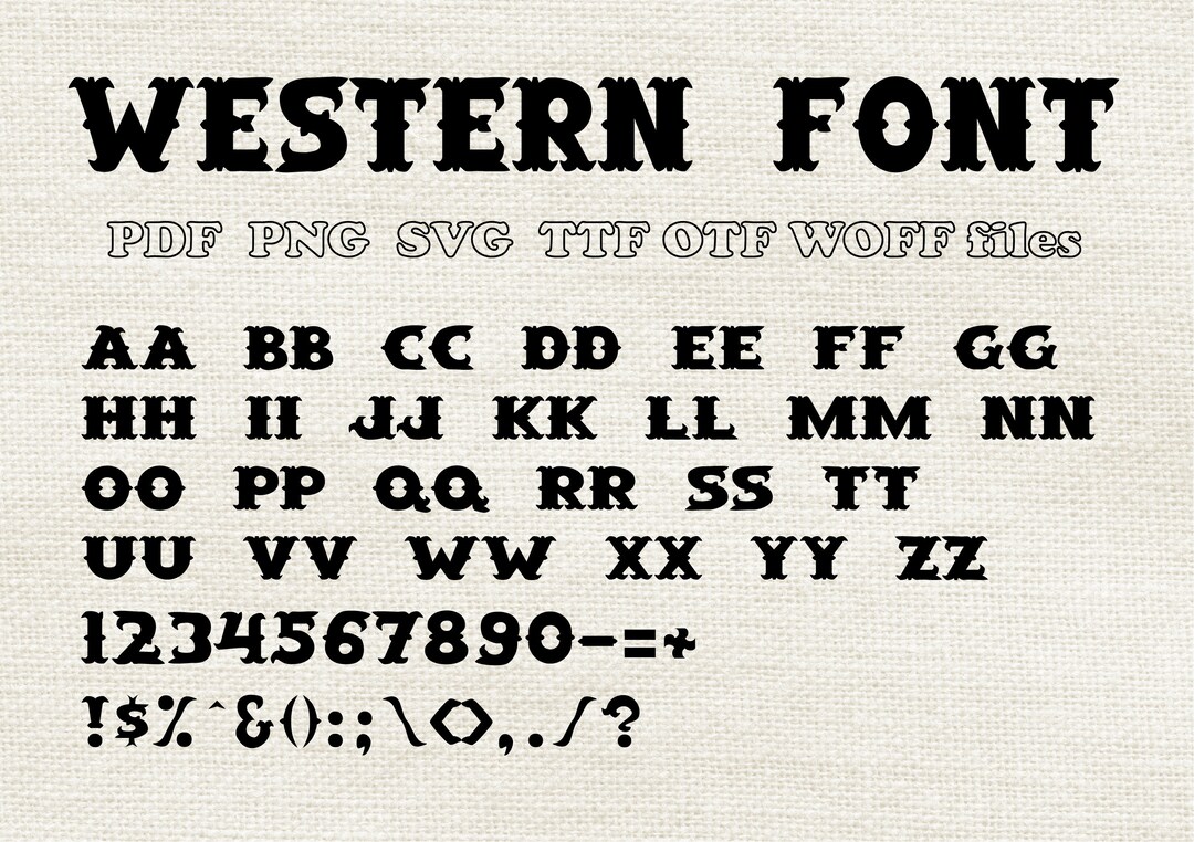 Western Font TTF SVG Files Cowboy Style Font for Design and - Etsy