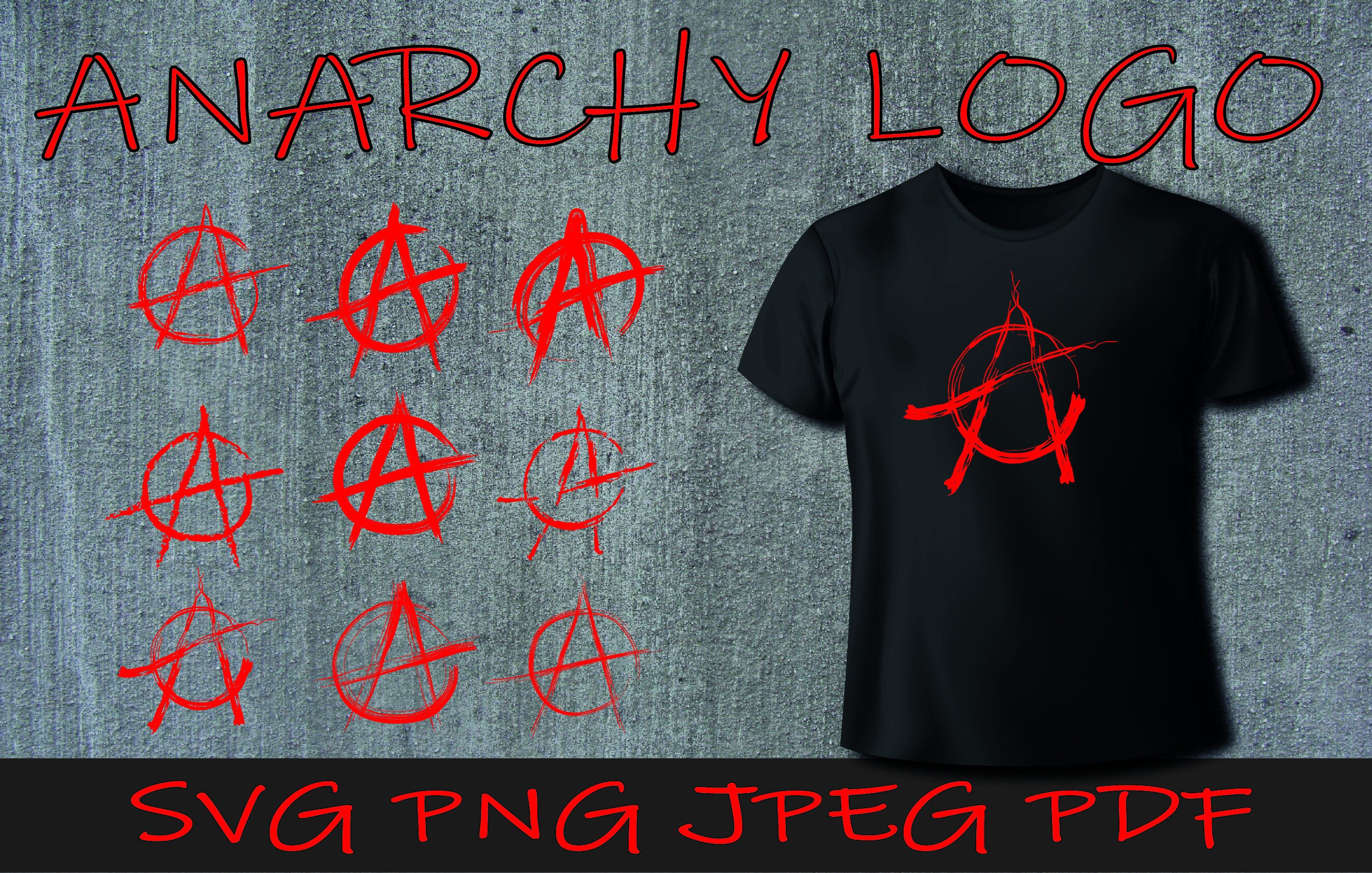 Anarchy Symbol Silhouette SVG, Svg, Dxf, Cricut, Silhouette Cut File ...